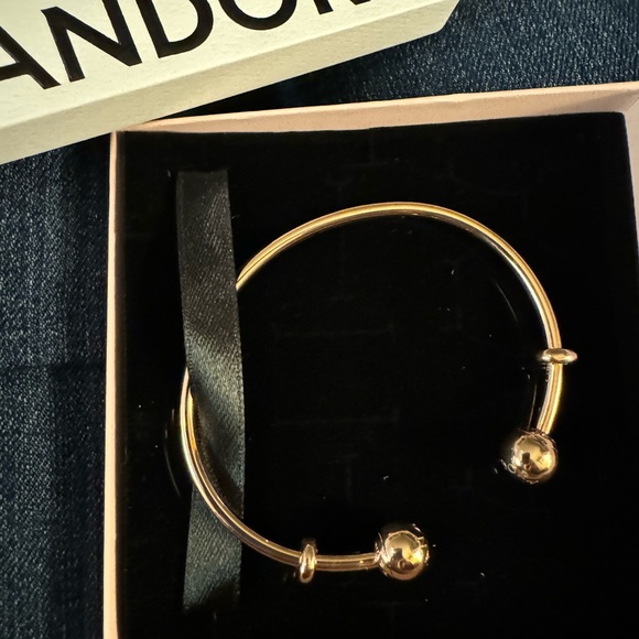 Pandora | Jewelry | Pandora Rose Open Bangle Pandora Logo Caps Rose ...